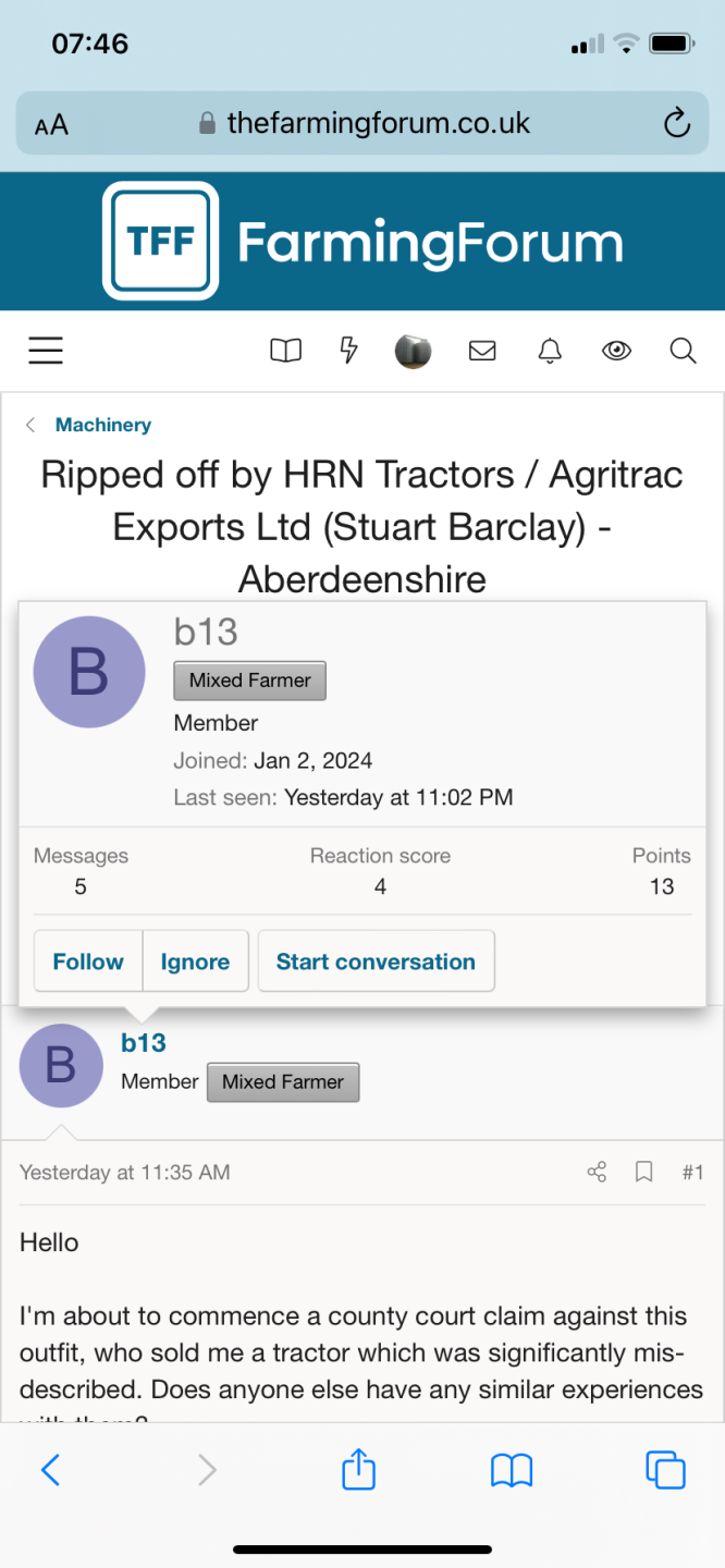 Ripped off by HRN Tractors / Agritrac Exports Ltd (Stuart Barclay ...