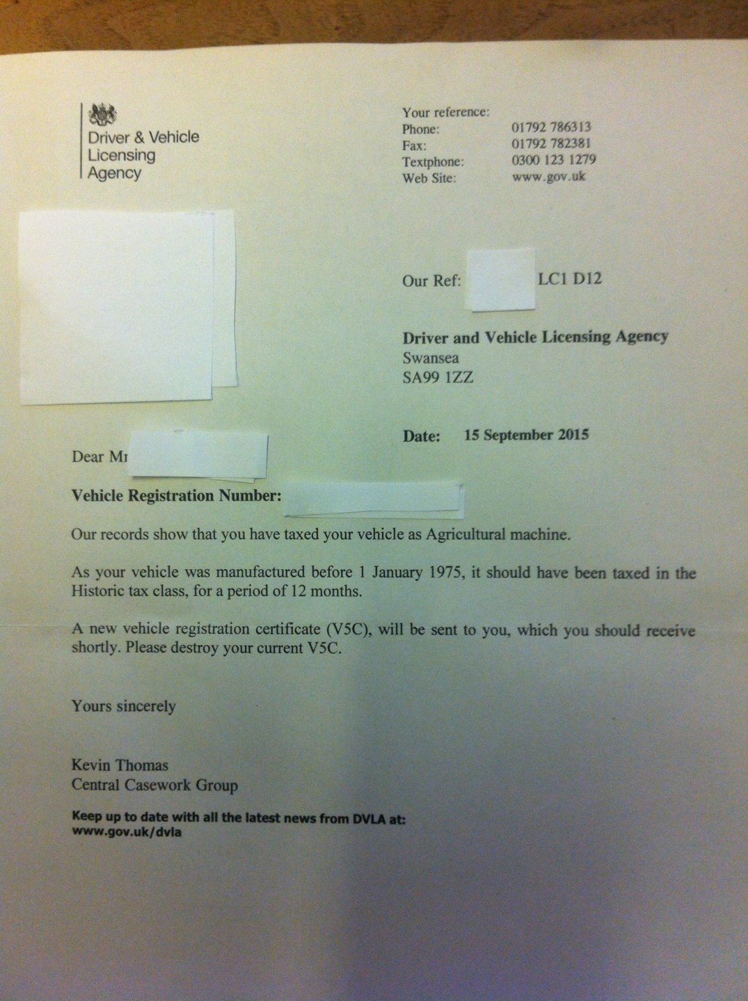 Letter From DVLA Agricultural historic The Farming Forum Letter From DVLA Agricultural historic The Farming Forum