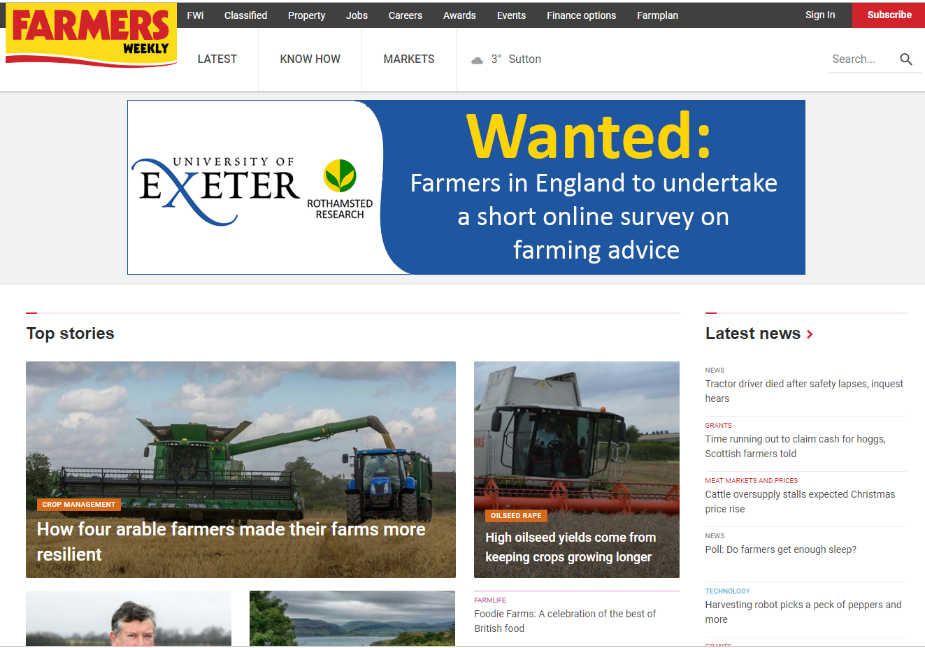 Farmers Weekly ad: Please complete 5 min survey online! | The Farming Forum